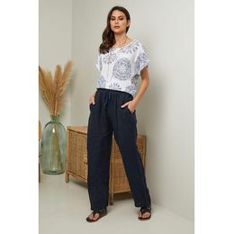 Fleur de Lin Leinen-Hose "Garancel" in Dunkelblau - 74% | Gr&ouml;&szlig;e XL | Damenhosen