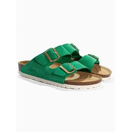 BACKSUN Leder-Pantoletten "Bali" in Gr&uuml;n - 65% | Gr&ouml;&szlig;e 36 | Damen-pantoletten