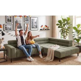 Ecksofa Home Affaire "Claya, 311 cm breit, L-Form, inkl. Kopfteilverstellung", oliv, B:311cm H:71cm T:219cm, 100% Polyester, Sofas, Ecksofa, wahlweise elektrischer Sitzvorzug