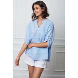Fleur de Lin Leinen-Bluse "Helly" in Hellblau - 75% | Gr&ouml;&szlig;e L | Damen-blusen