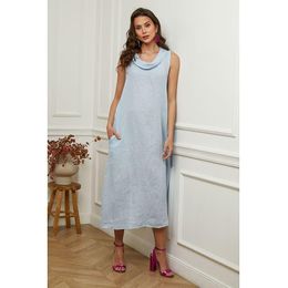 La Compagnie Du Lin Leinen-Kleid "Imenn" in Hellblau - 77% | Gr&ouml;&szlig;e M | Damen-kleider