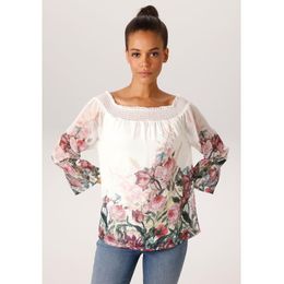 Aniston Bluse in Creme/ Pink - 40% | Gr&ouml;&szlig;e 44 | Damen-blusen