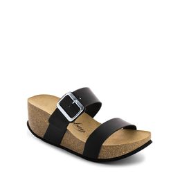 Sunbay Leder-Keilpantoletten "Ana" in Schwarz - 65% | Gr&ouml;&szlig;e 37 | Damen-pantoletten