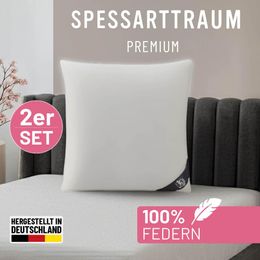 G&auml;nsefederkopfkissen Spessarttraum "Premium, Kopfkissen 2-tlg. 40x80 oder 80x80 cm", wei&szlig;, B:80cm L:80cm, Bezug: 100% Baumwolle. F&uuml;llung: 100% G&auml;nsefeder, Kopfkissen, Seitenschl&auml;fer & R&uuml;ckenschl&auml;fer, Hergestellt in Deutschland