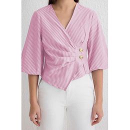 Trendyol Bluse in Rosa/ Wei&szlig; - 68% | Gr&ouml;&szlig;e 42 | Damen-blusen