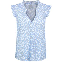 Sublevel Blusentop in Hellblau/ Wei&szlig; - 52% | Gr&ouml;&szlig;e M | Damen-blusen