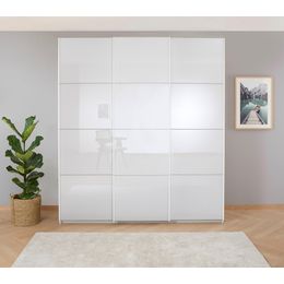 Kleiderschrank OTTO HOME "Mehrzweckschrank Aktenschrank M&ouml;bel Mietswohnung Schlafzimmer KOLUNA", alpinwei&szlig;, glas kristallwei&szlig;, B:203cm H:229cm T:62cm, Holzwerkstoff, Schr&auml;nke, Kleiderschrank, Breiten 203/271/315/360 cm H&ouml;hen 210/229 Glas-Front MADE IN GERMANY
