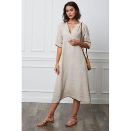 Fleur de Lin Leinen-Kleid "Granel" in Beige - 78% | Gr&ouml;&szlig;e XL | Damen-kleider