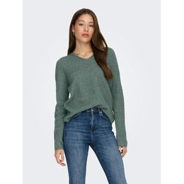 V-Ausschnitt-Pullover Only "ONLCAMILLA V-NECK L/S PULLOVER KNT NOOS", Damen, Gr. XS, gr&uuml;n (laurel wreath detail:melange), Strick, Obermaterial: 74% Polyacryl, 24% Polyester, 2% Elasthan, meliert, regular fit normal, V-Ausschnitt, Strickb&uuml;ndchen, Pullover, Materialmix, regular fit