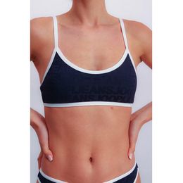 Joop! Bodywear Bikini-Oberteil in Dunkelblau/ Wei&szlig; - 53% | Gr&ouml;&szlig;e 42 | Damen-bademode