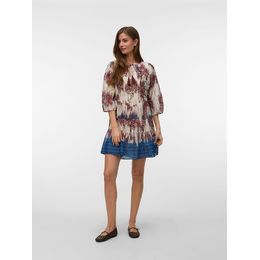 V&eacute;ro Moda Vero Moda Kleid in Creme/ Blau/ Braun - 33% | Gr&ouml;&szlig;e XS | Damen-kleider