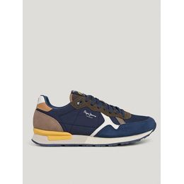 Pepe Jeans Footwear Leder-Laufschuhe in Dunkelblau/ Khaki - 57% | Gr&ouml;&szlig;e 42 | Herrenschuhe-outdoorschuhe