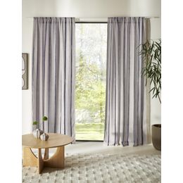 Gardine "Zayla", grau (beige), B:135cm H:245cm, Polyester, LeGer Home by Lena Gercke, Gardinen, Gardine, Leinenoptik, L&auml;ngsstreifen, Stangendurchzug, leichtes Material