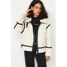 Trendyol Fleecejacke in Creme/ Schwarz - 70% | Gr&ouml;&szlig;e S | Damenjacken