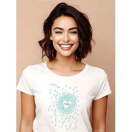 WOOOP Shirt "Happy Hearts" in Wei&szlig; - 51% | Gr&ouml;&szlig;e XL | Damen-tops