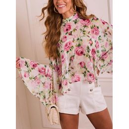 Milan Kiss Bluse in Rosa/ Creme - 63% | Gr&ouml;&szlig;e L | Damen-blusen