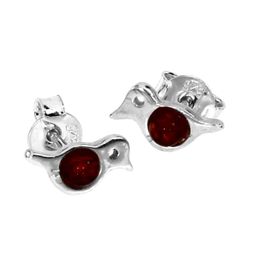 Paar Ohrstecker OSTSEE-SCHMUCK "- Vogel - Silber 925/000 - Bernstein" Gr. 10, silber (silber 925, silberfarben, wei&szlig;), Ohrringe, Damen, 10, Silber 925 (Sterlingsilber)
