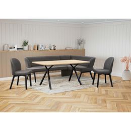 Eckbankgruppe OTTO HOME "Aretha Essecke, Sitzgruppe, Eckbank, K&uuml;chenbank", schwarz (jet schwarz, schwarz), B:215cm H:87cm T:150cm, 90% PES, 5% Nylon, 5% Rayon, Sitzm&ouml;bel-Sets, Eckbankgruppe, Esszimmer Sitzgruppe, Tisch, St&uuml;hle und Bank gepolstert, Nosagfederung