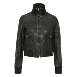 Lederjacke oxmo "Lederjacke OXDenny", Damen, Gr. 40, schwarz, Obermaterial: 100% Lederfaserstoff LEAFIBTEX., Jacken
