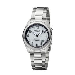 Regent Uhren Quarzuhr REGENT, silber (silberfarben), Armbanduhren, Herren, Quarzuhr, Armbanduhr, Damenuhr, Herrenuhr, Edelstahlarmband, analog, Tag