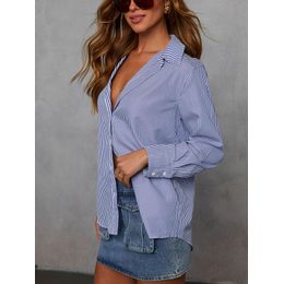 Milan Kiss Bluse in Blau/ Wei&szlig; - 65% | Gr&ouml;&szlig;e S | Damen-blusen