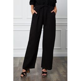 Fleur de Lin Leinen-Hose "Honas" in Schwarz - 77% | Gr&ouml;&szlig;e XL | Damenhosen