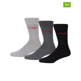 Wrangler 3er-Set: Socken "Coull" in Schwarz/ Grau - 57% | Gr&ouml;&szlig;e 43-46 | Herrensocken