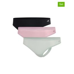Adidas 3er-Set: Strings in Schwarz/ Rosa/ Hellgr&uuml;n - 66% | Gr&ouml;&szlig;e XL | Damen-unterteile