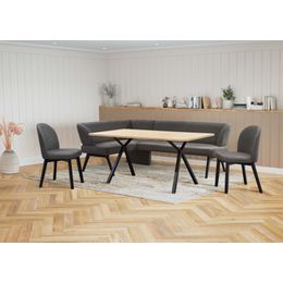 Eckbankgruppe OTTO HOME "Aretha Essecke, Sitzgruppe, Eckbank, K&uuml;chenbank", schwarz (jet schwarz, schwarz), B:215cm H:87cm T:150cm, 90% PES, 5% Nylon, 5% Rayon, Sitzm&ouml;bel-Sets, Eckbankgruppe, Esszimmer Sitzgruppe, Tisch, St&uuml;hle und Bank gepolstert, Nosagfederung