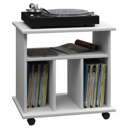 Wohnzimmertisch Vcm "Holz Schallplatten LP Regal Rollen Retal", wei&szlig;, B:60cm T:45cm, Regale, TV-Board