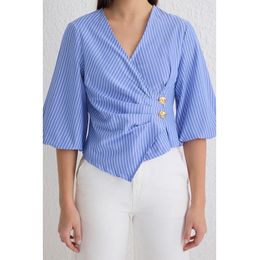 Trendyol Bluse in Blau/ Wei&szlig; - 68% | Gr&ouml;&szlig;e 36 | Damen-blusen