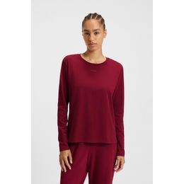 Langarmshirt BOSS, Herren, Gr. XL, rot (dunkelrot 602), Jersey, Obermaterial: 95% Baumwolle, 5% Elasthan, unifarben, Basic, regular fit, Rundhals, Shirts Langarmshirt, mit Rundhalsausschnitt