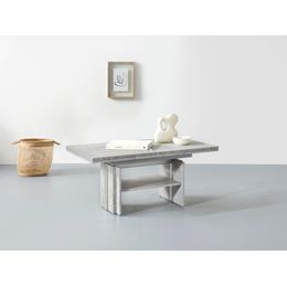 Couchtisch Hela "Funktionscouchtisch Henner", grau (betonoptik), B:110cm H:53cm T:68cm, Tische, Couchtisch, h&ouml;henverstellbar und ausziehbar