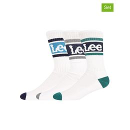LEE Underwear 3er-Set: Sportsocken "Rowe" in Creme/ Gr&uuml;n/ Grau - 50% | Gr&ouml;&szlig;e 43-46 | Herren-sportausruestung