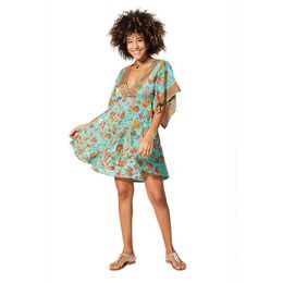 Aller Simplement Kleid in T&uuml;rkis/ Orange - 52% | Gr&ouml;&szlig;e 38/40 | Damen-kleider
