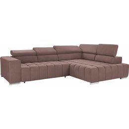 Ecksofa exxpo - SOFA FASHION "Elias, aktuelle Kreuzsteppung im Sitz, bequem, Breite 307cm, L-Form", braun (hellbraun), B:307cm H:94cm T:201cm, Struktur ( 100% Polyester), Sofas, Ecksofa, mit Kopf- bzw. R&uuml;ckenverstellung, wahlweise mit Bettfunktion