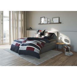 Bettw&auml;sche OTTO HOME "Etienne in Gr. 135x200 oder 155x220 cm", rot (anthrazit, rot), B/L: 155cm x 220cm, 1 Stk., 1 Stk., Linon, B/L: 80cm x 80cm, 2 Stk., Linon, Obermaterial: 100% Baumwolle, Bettw&auml;sche, Bettw&auml;sche, Bettw&auml;sche aus Baumwolle mit Streifen, Marke H.I.S by OTTO home