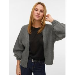 V&eacute;ro Moda Strickjacke VERO MODA "VMMAYBE LS OPEN CARDIGAN GA REP", Damen, Gr. L, grau (kalamata), Strick, Obermaterial: 100% Polyester, unifarben, loose fit h&uuml;ftbedeckend, ohne Ausschnitt, Rippb&uuml;ndchen, Strickjacken Strickjacke, Kunstfaser, oversize
