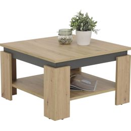Couchtisch Hela "TIM", grau (eiche, anthr), B:68cm H:41cm T:68cm, Tische, Couchtisch, mit Ablageboden, quadratisch oder rechteckig