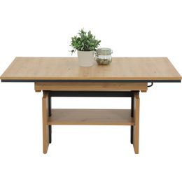 Couchtisch Hela "INGO", schwarz (artisan eiche, anthrazit, artisan eiche, anthrazit, artisan eiche, anthrazit), B/H/T: 150cm x 72cm x 70cm, Einlegeplatte, Tische, Couchtisch, ausziehbar; Synchronauszug; H&ouml;henverstellbar; Ablageboden