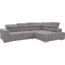 Ecksofa exxpo - SOFA FASHION "Elias, aktuelle Kreuzsteppung im Sitz, bequem, Breite 307cm, L-Form", silber, B:307cm H:94cm T:201cm, Struktur ( 100% Polyester), Sofas, Ecksofa, mit Kopf- bzw. R&uuml;ckenverstellung, wahlweise mit Bettfunktion