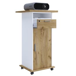 Wohnzimmertisch Vcm "Tisch M&ouml;bel Wagen Beamer Projektor Neta T&uuml;r", braun (wei&szlig;, honig, eiche), B:60cm T:50cm, Rollwagen, TVRack