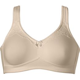 B&uuml;gelloser BH Naturana "Cotton", Damen, Gr. 95, Cup D, schwarz, beige, Obermaterial: 95% Baumwolle, 5% Elasthan. Miedereinsatz: 81% Polyamid, 19% Elasthan, BHs, ohne B&uuml;gel, mit Spitze, mit Schleife, mit Cup, Baumwollmix