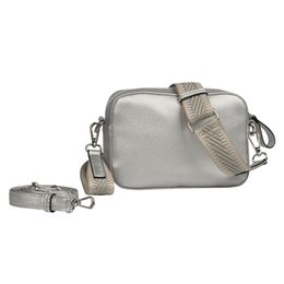 Handtasche Gabor "Silena", Damen, Gr. B/H/T: 22cm x 15cm x 7cm, silber (silberfarben), Polyurethan, clean, gepflegt, gepr&auml;gtes Muster, unifarben, Taschen Handtasche, Damen Umh&auml;ngetasche, Schultertasche mit stylischem Gurtband