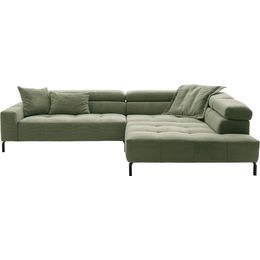 Ecksofa Home Affaire "Claya, 311 cm breit, L-Form, inkl. Kopfteilverstellung", gr&uuml;n (oliv), B:311cm H:71cm T:219cm, 95% Polyester, 5% Nylon, Sofas, Ecksofa, ohne elektrischen Sitzvorzug