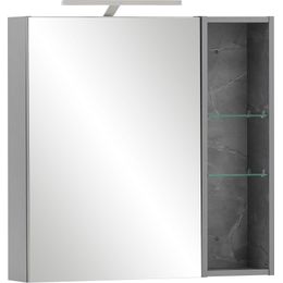 Spiegelschrank Schildmeyer "Alessio", grau (platingrau, marmor), B:71,6cm H:74,6cm T:16cm, FSC-zertifizierter Holzwerkstoff, Schr&auml;nke, Spiegelschrank, Solide Verarbeitung - Dieses Produkt ist in Deutschland gefertigt
