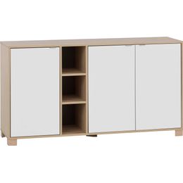 Midischrank Schildmeyer "Anouk", braun (eiche hellfarben, kreidewei&szlig;), B:144,5cm H:78,1cm T:39cm, FSC-zertifizierter Holzwerkstoff, Schr&auml;nke, Midischrank, Solide Verarbeitung - Dieses Produkt ist in Deutschland gefertigt
