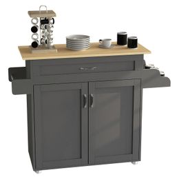 K&uuml;chenbuffet Vcm "K&uuml;chenwagen Servierwagen Rollwagen Rollen Pastano", braun (anthrazit, honig, eiche), B:114cm T:39cm, Obermaterial: 100% Holz Wood., Rollwagen, K&uuml;chenschrank Beistellwagen K&uuml;chentisch