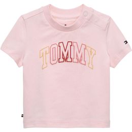 T-Shirt Tommy Hilfiger "TOMMY OUTLINE TEE S/S", Jungen, Gr. 68, precious pink, Jersey, Obermaterial: 93% Baumwolle, 7% Elasthan, unifarben, regular fit normal, Rundhals, eingesetzt abgesteppte Kante, Shirts T-Shirt, Regular fit, f&uuml;r Babys