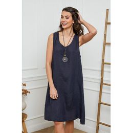 Fleur de Lin Leinen-Kleid "Hemar" in Dunkelblau - 73% | Gr&ouml;&szlig;e XL | Damen-kleider